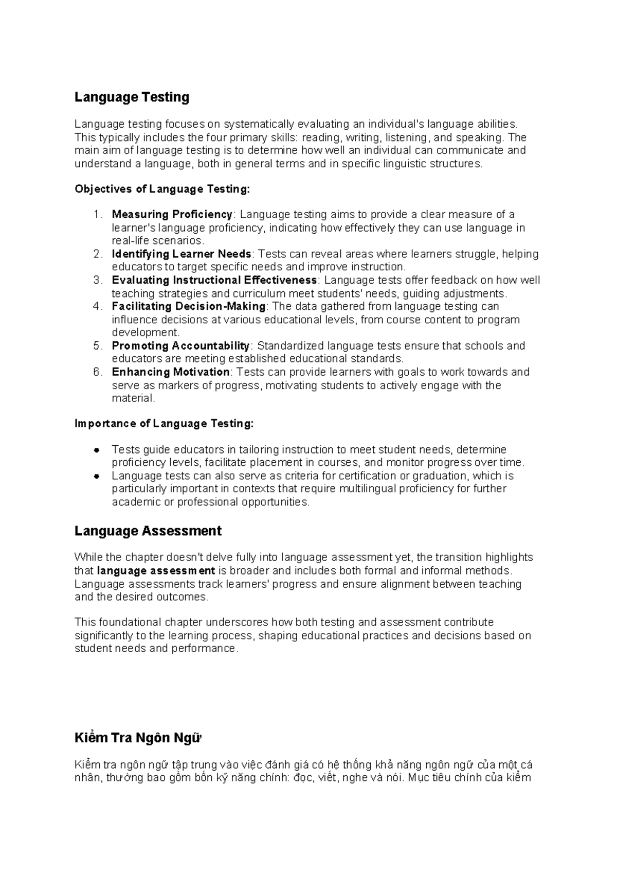 Language Testing and Assessment: Key Concepts and Importance - Studocu