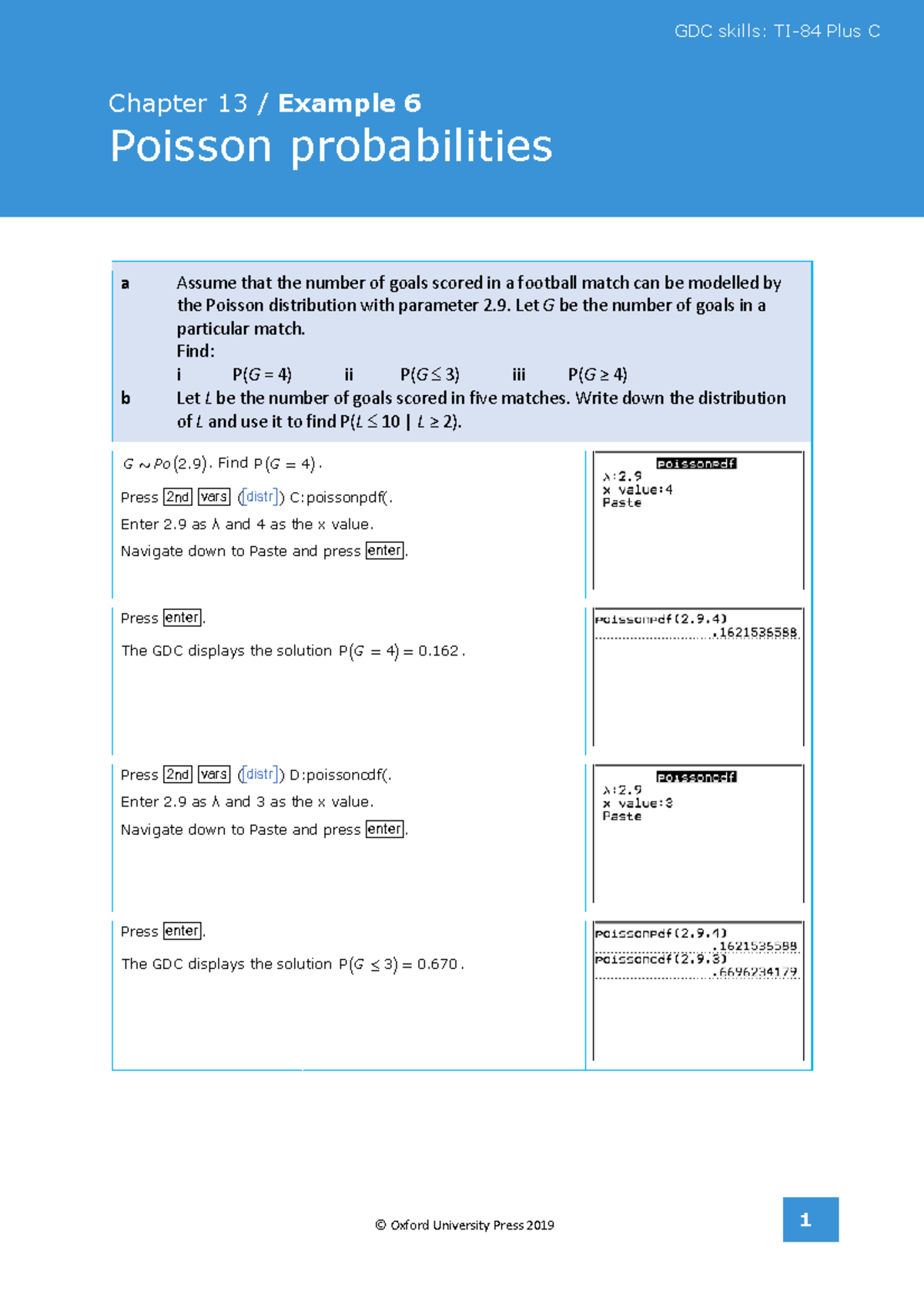 GDC Skills: Plus C Chapter 13 Poisson Probabilities Solutions - Studocu