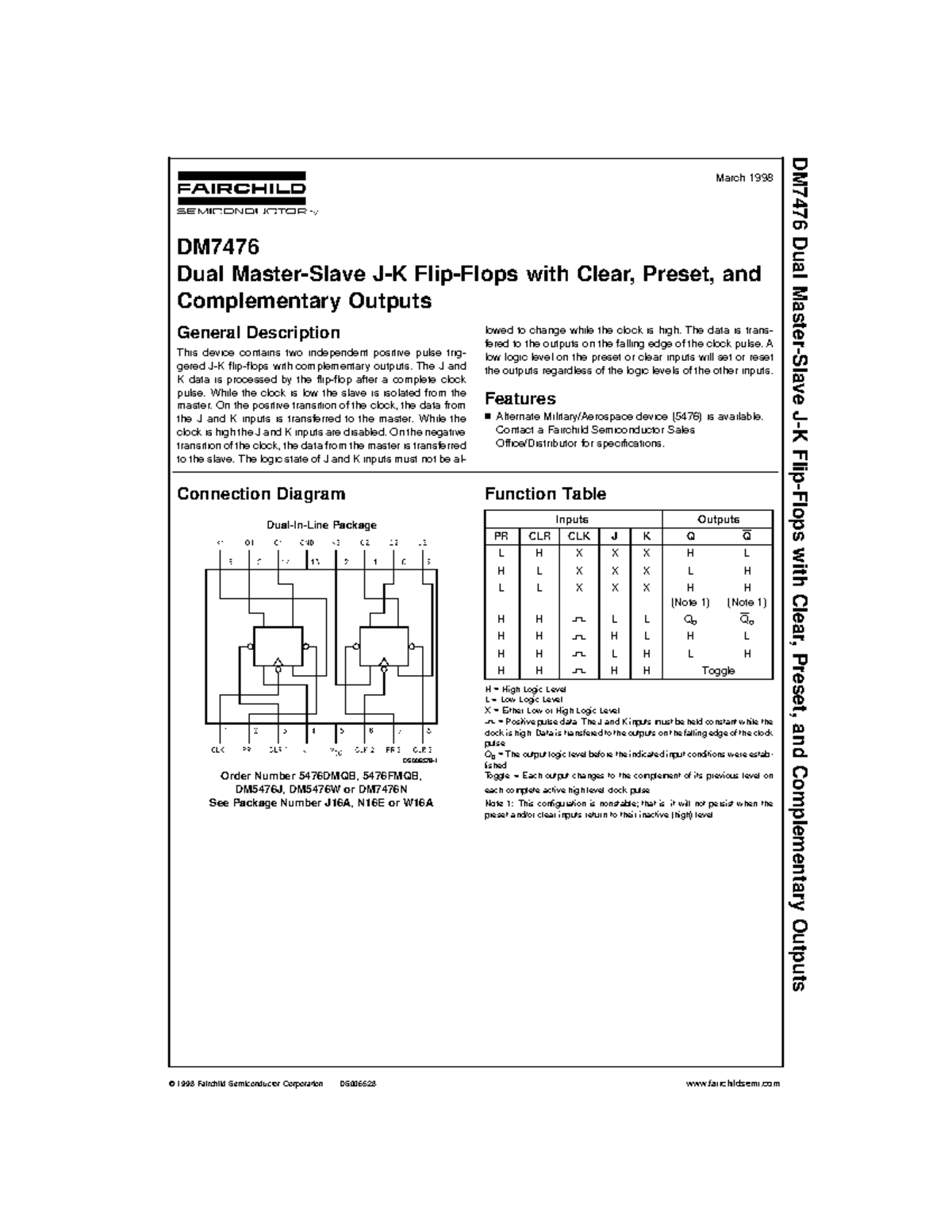 DM7476 Dual Positive Pulse Triggered Outputs Overview and Specs - Studocu