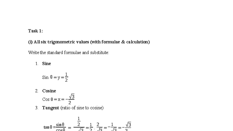 MTH 101 Assignment: Trigonometric Functions & Properties - Studocu