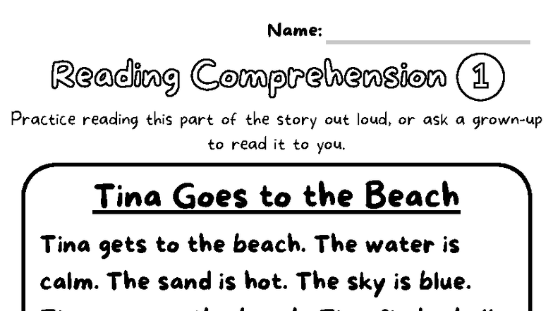 Reading Comprehension 1: Tina Goes to the Beach Practice - Studocu