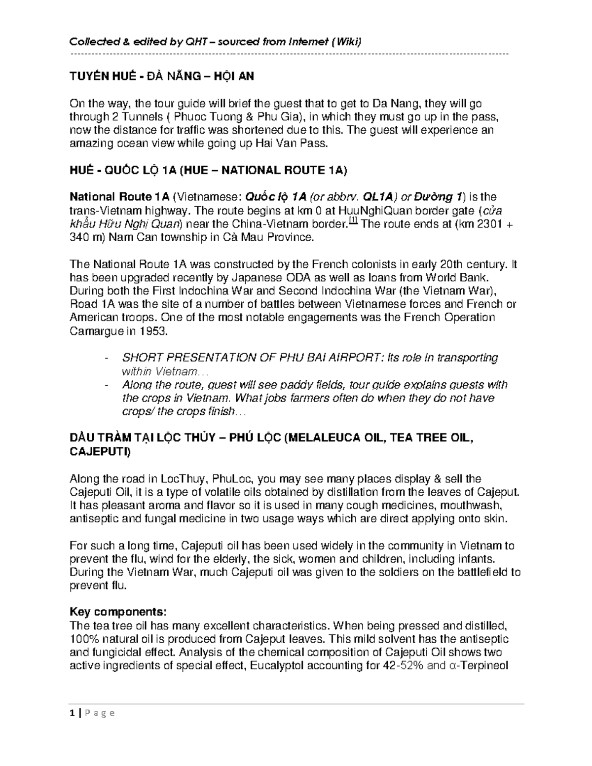 Tour Guide Notes: Hue - Da Nang - Hoi An Route (TUYẾN HUẾ - ĐN - HA ...