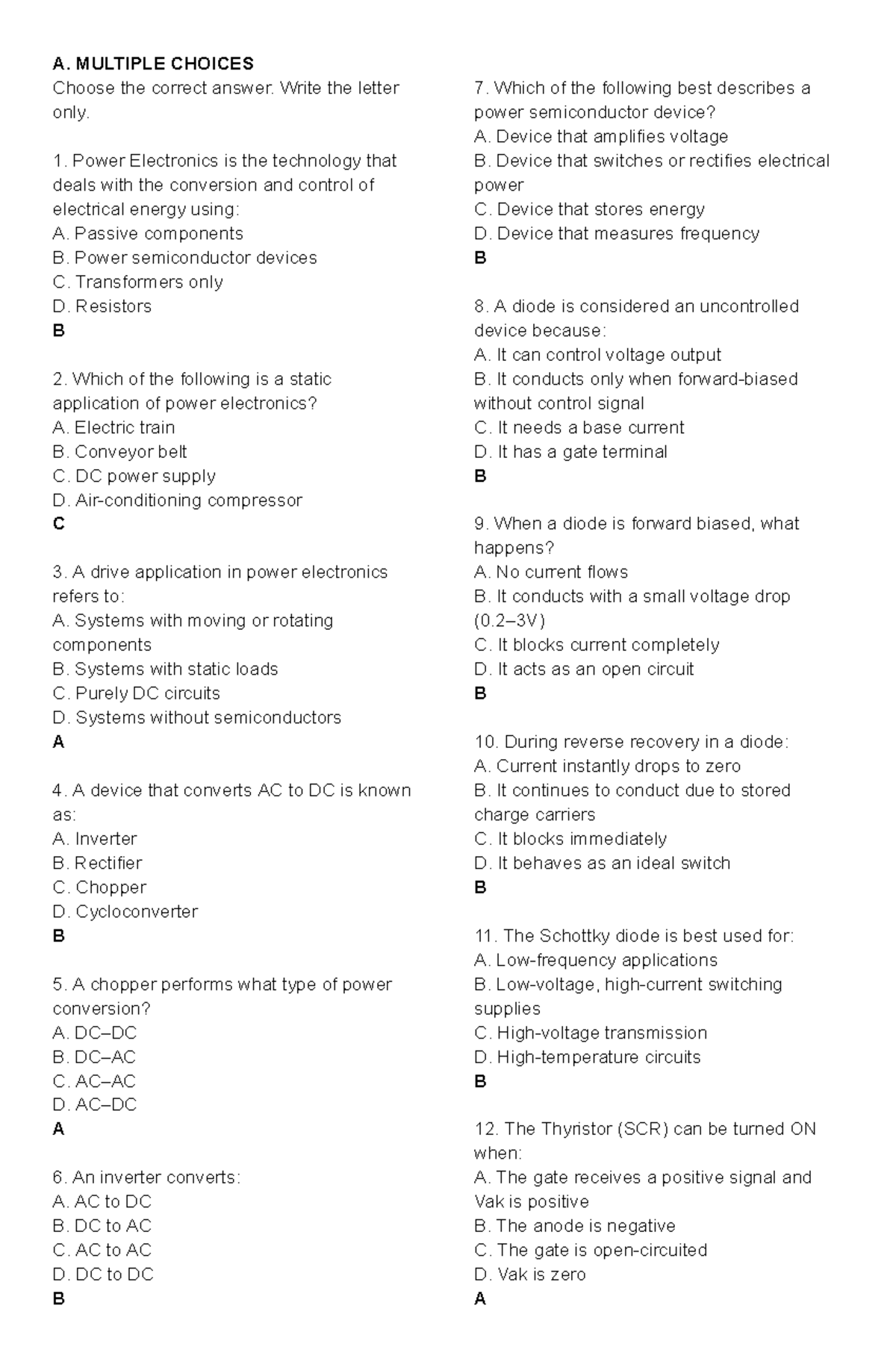 Power-ELEX: Multiple Choice & Identification Questions on Power ...