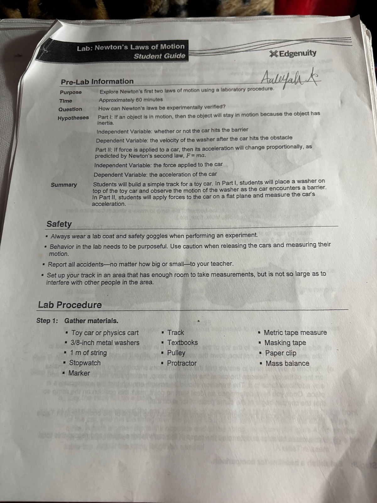 IMG 7476 - Lab: Newtons Laws of Motion Edgenuity - Lab: Laws of Motion ...