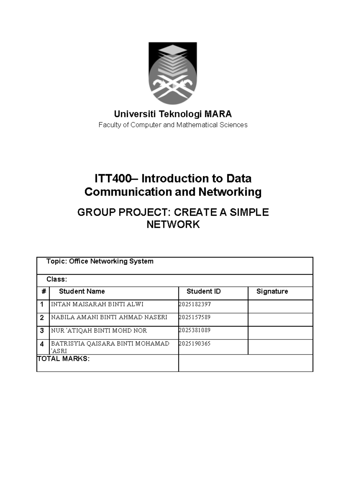 ITT400 Group Project Report: Office Networking System Design - Studocu