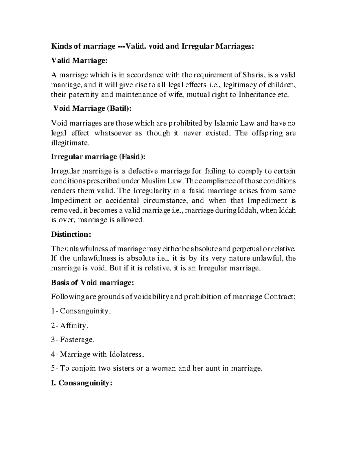 Kinds of Marriage: Void, Irregular, and Valid Marriages - Lecture Notes ...