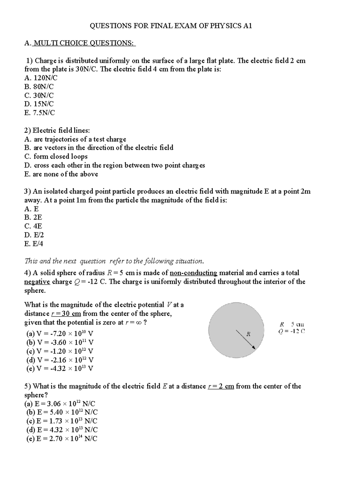 Physics 1 Final Exam Review Questions And Problems Studocu