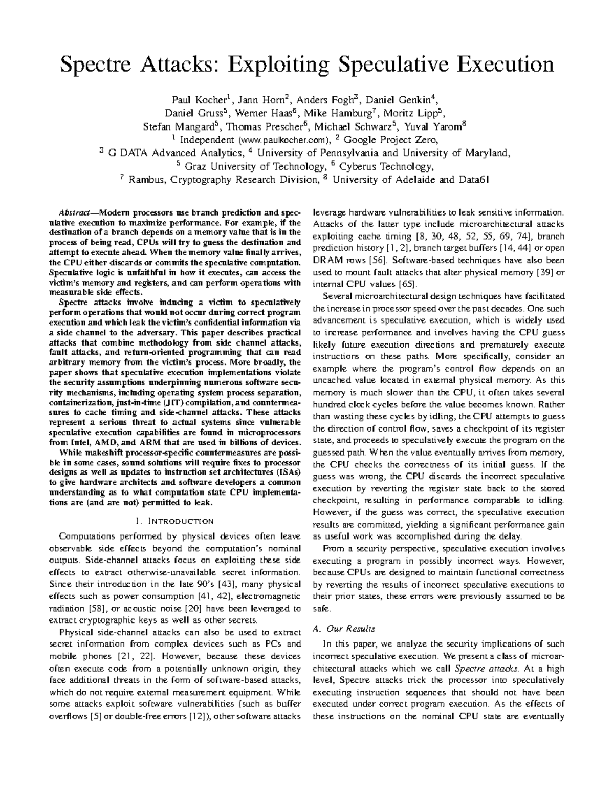 Spectre Attacks: Exploiting Vulnerabilities in Speculative Execution ...