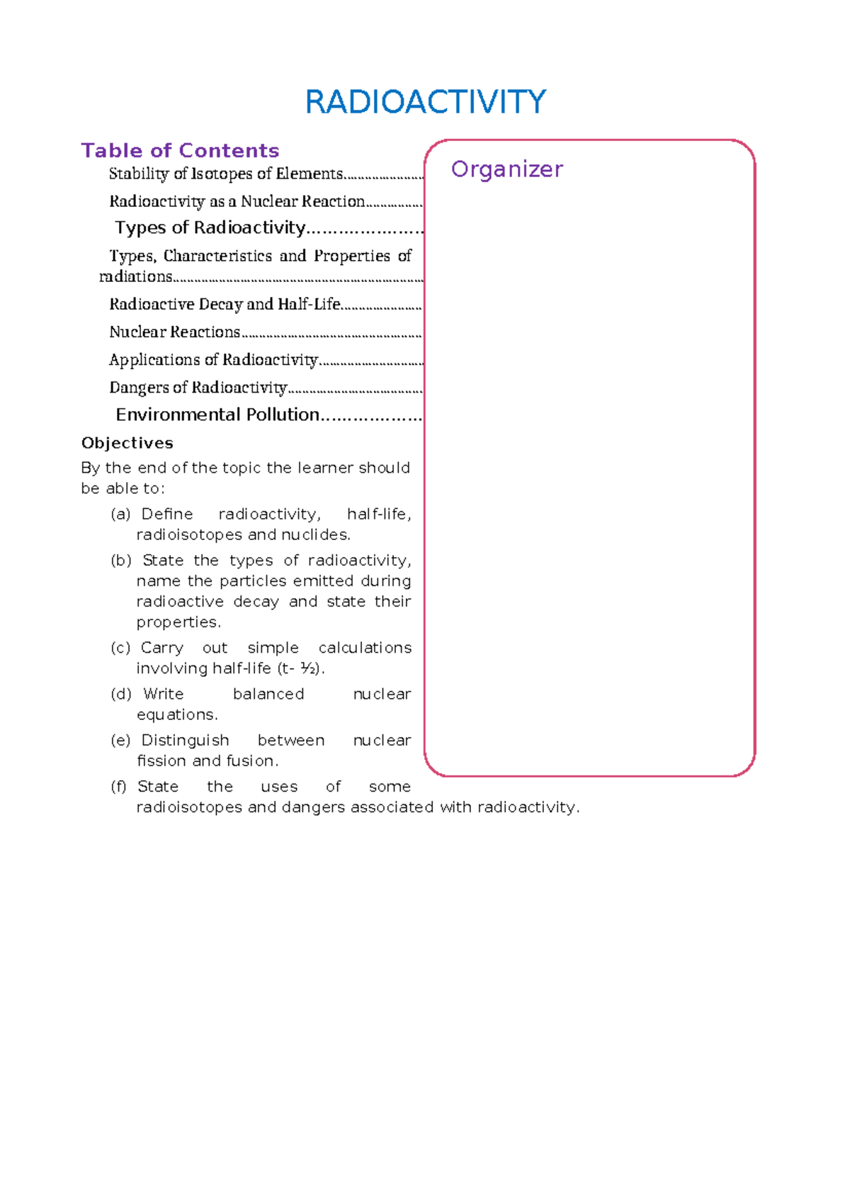4.7 Radioactivity - Comprehensive Lecture Notes and Insights - Studocu