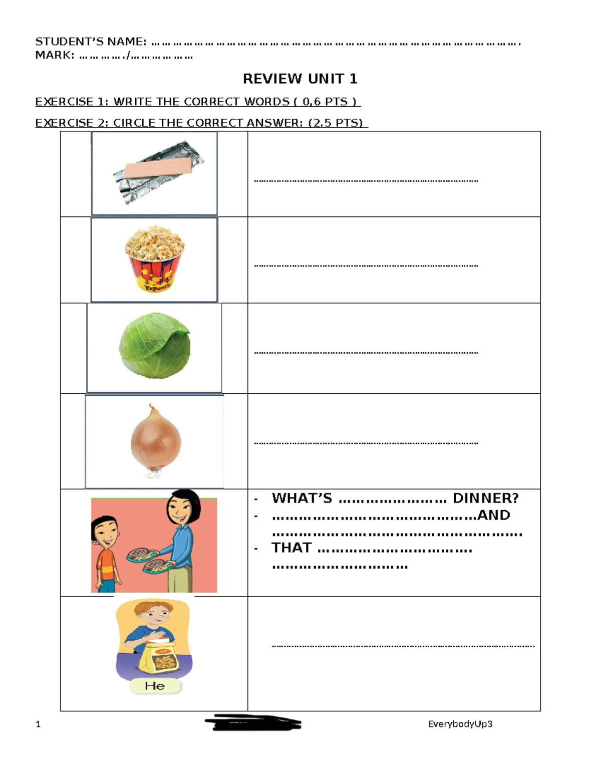 Unit 1 Test - Everybody Up 3: Exercises & Answers - Studocu