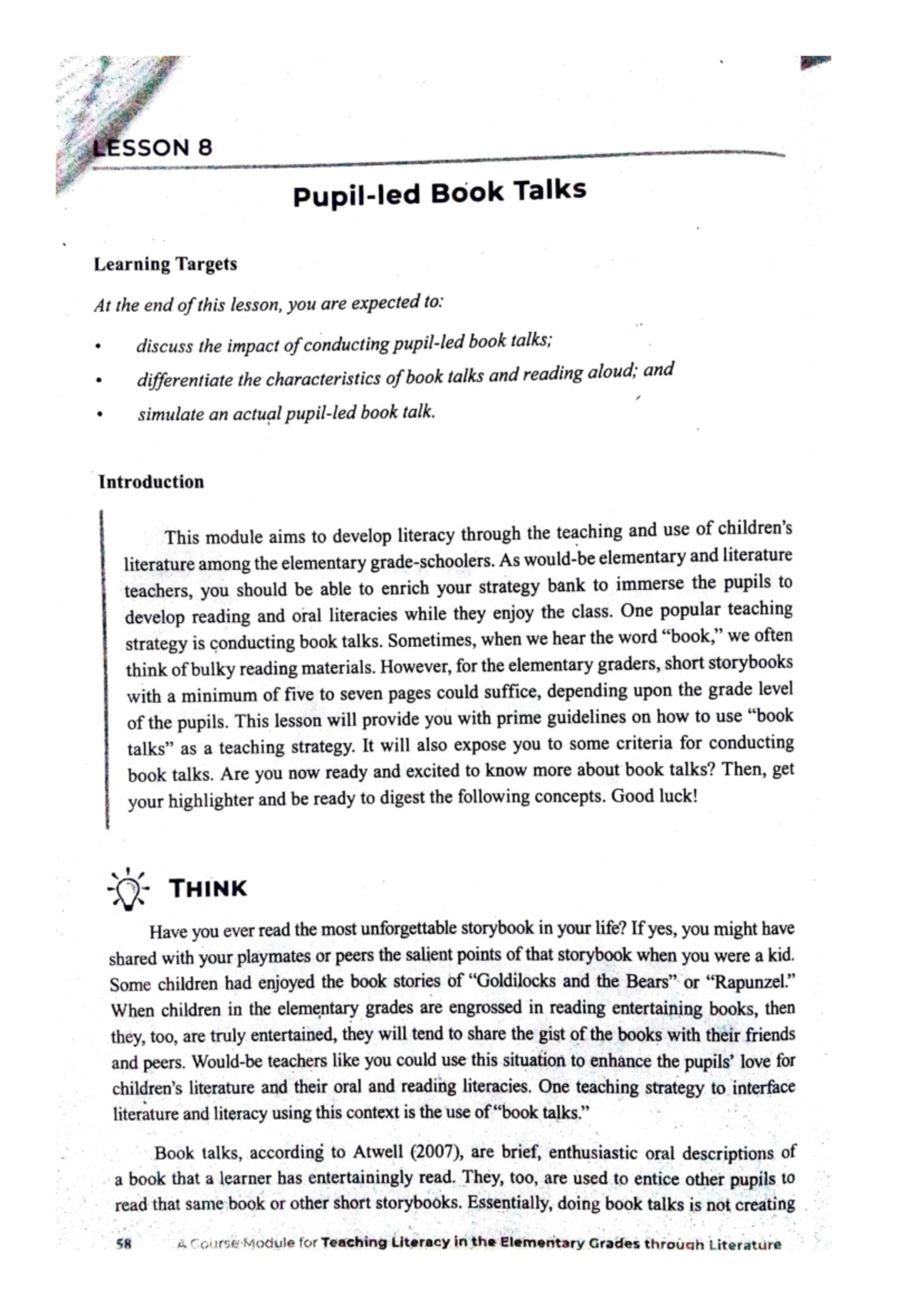 Chapter 2: Lesson 8 - Engaging Students through Book Talks - Studocu