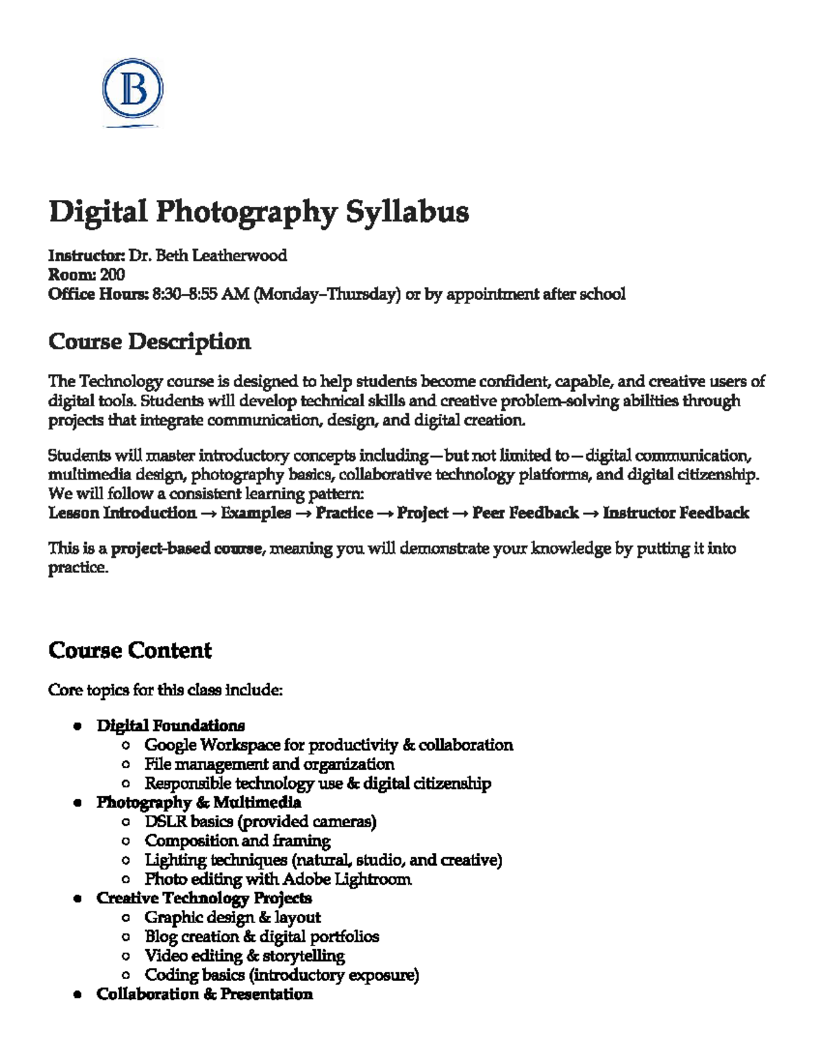 Digital Photography Syllabus (Course Code: D-ALAOT) - Studocu