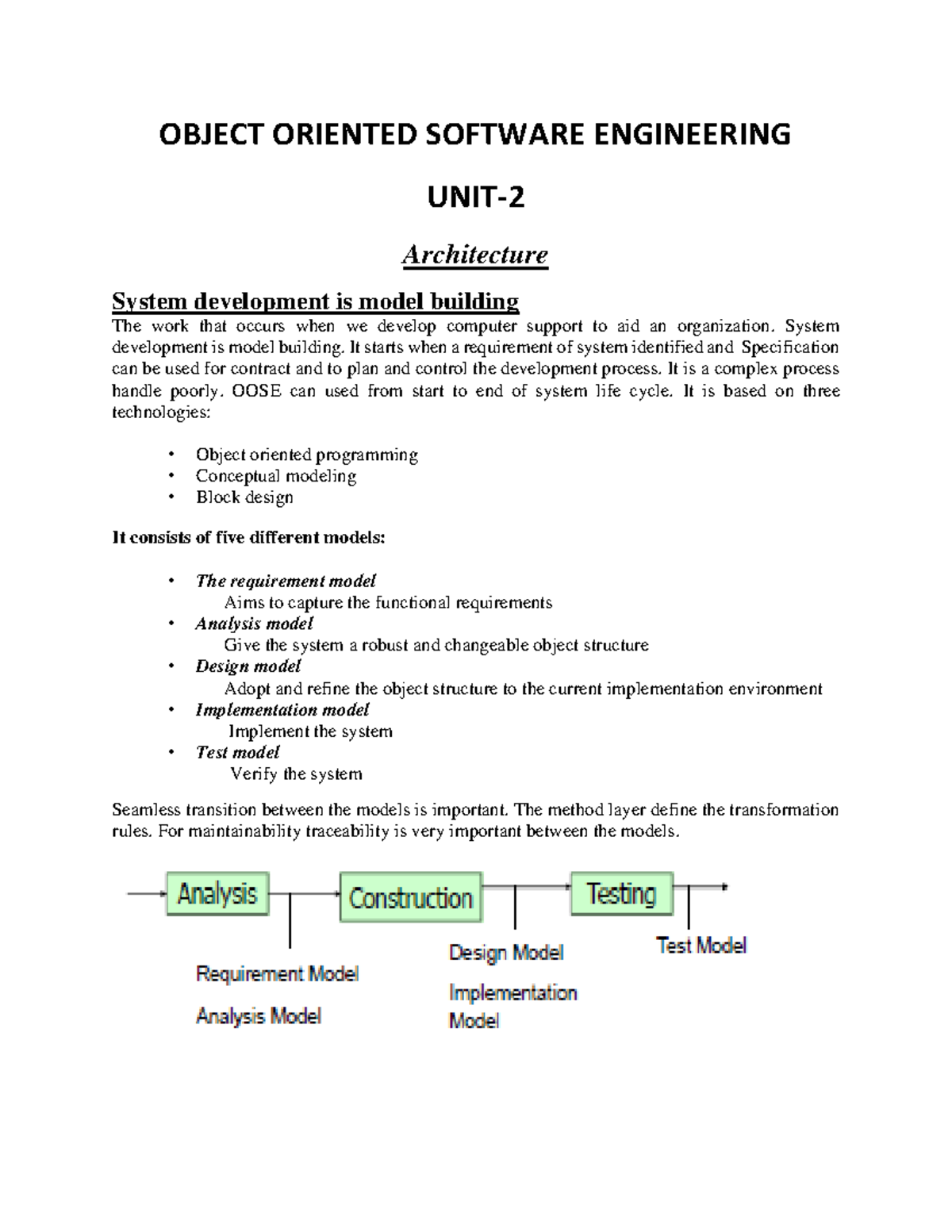 OOSE Unit 2 - Software Architecture Models and UML Diagrams Notes - Studocu