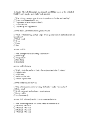 Parasitology MCQ Set: 50 Key Questions with Answers for Study - Studocu