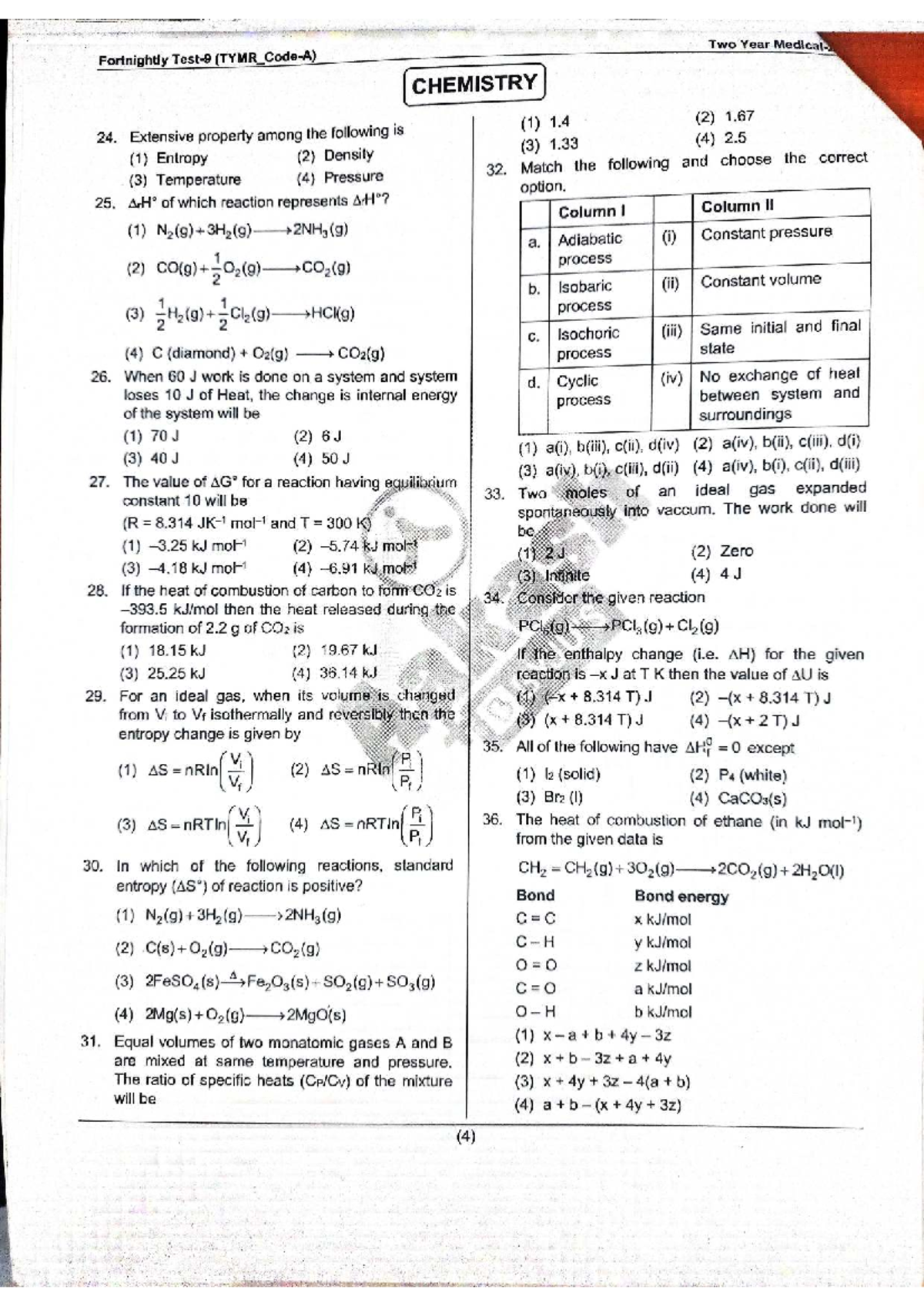 Thermodynamics 1 - NEET Questions from Aakash Institute (Higher Order ...
