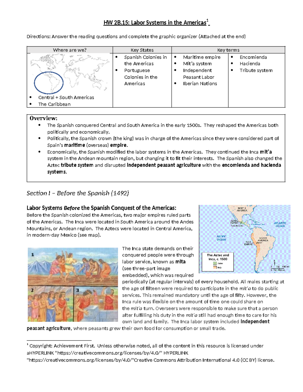 HW 2B.15: Analysis of Labor Systems in the Americas (Before & After ...