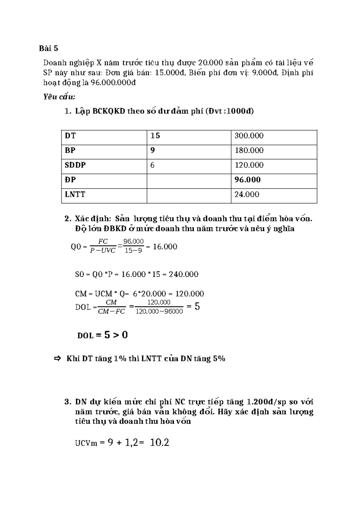 Bài 5 - Bài tập chương - Bài 5 Doanh nghi p X năm trệ ước tiêu th ụ đ ược 20 s n ph ả ẩm có tài ...