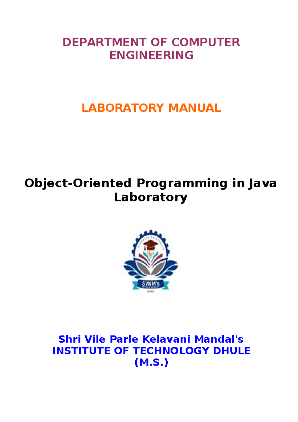 Programming in Java Lab Manual (24AF1245PCL311) - Experiments 1 to 5 - Studocu