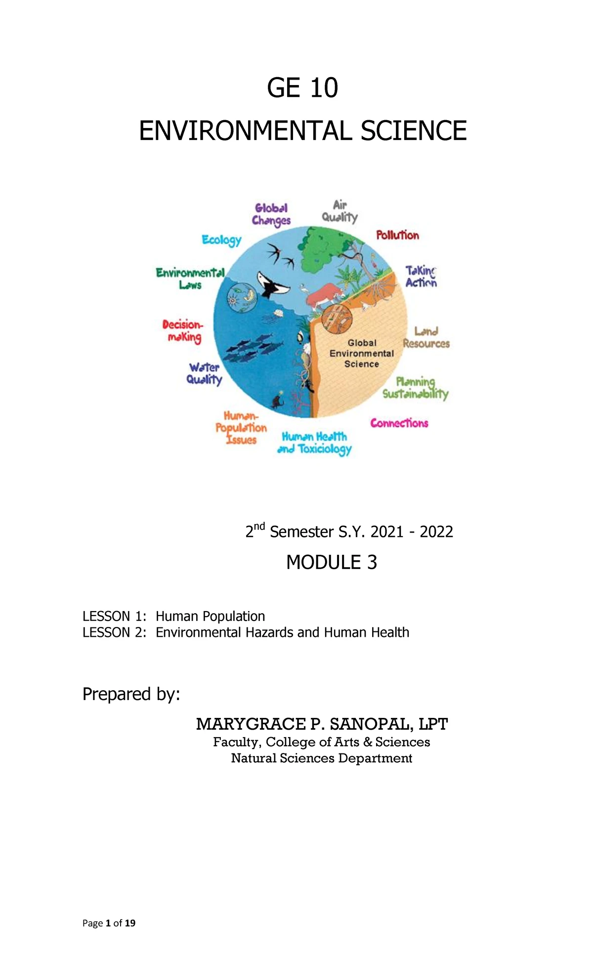 Environmental Science Module 1 - GE 10 ENVIRONMENTAL SCIENCE MODULE 1 ...