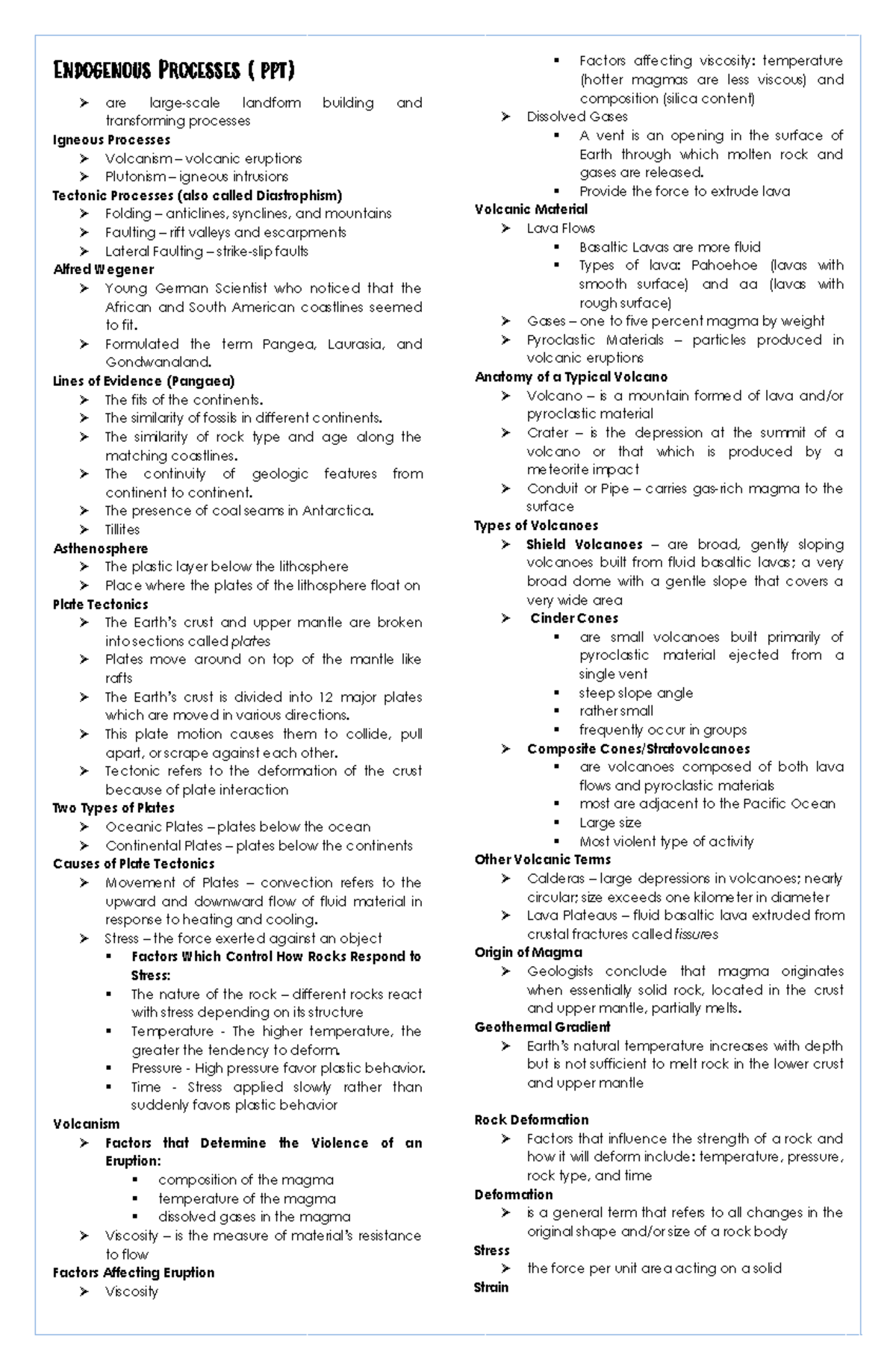 Endogenic Processes: Igneous and Tectonic Dynamics Explained - Studocu