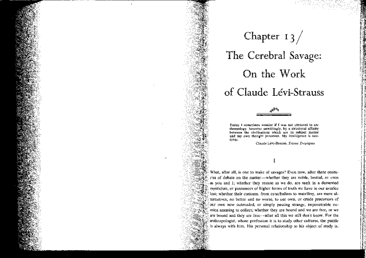 Geertz - cerebral savage - Chapter I The Cerebral Savage: On the Work ...