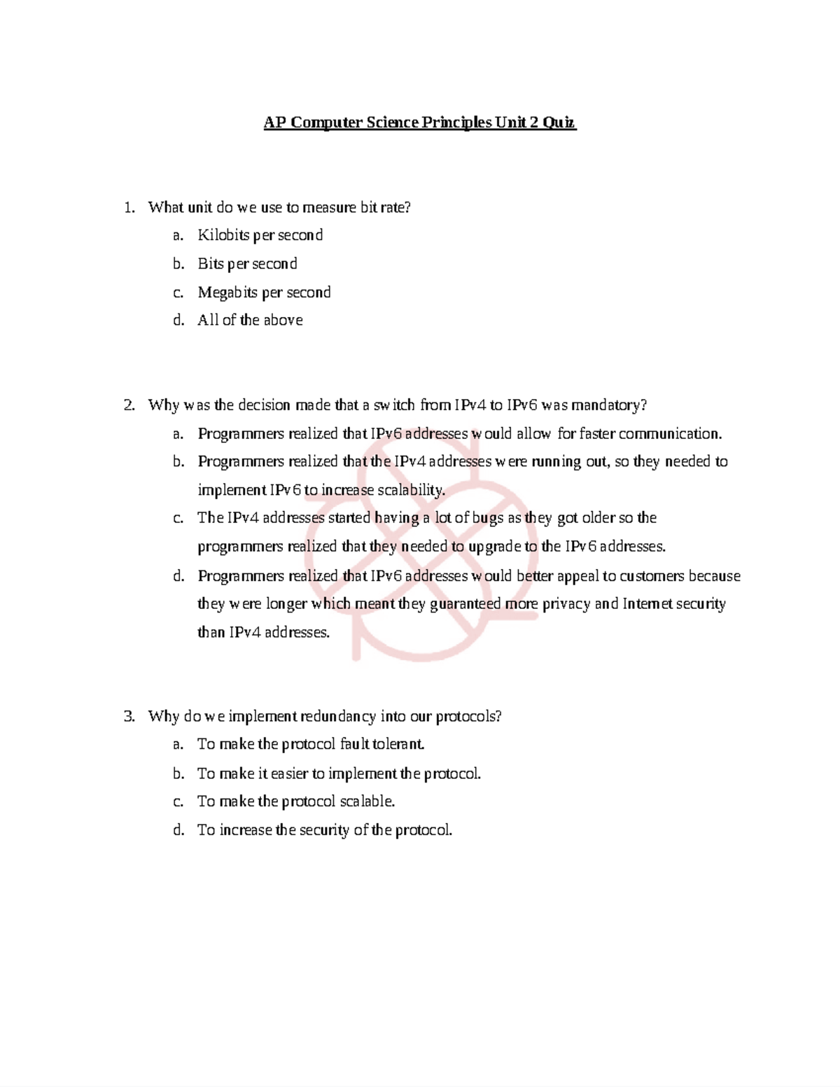 AP Computer Science Principles Unit 2 Study Guide - Studocu