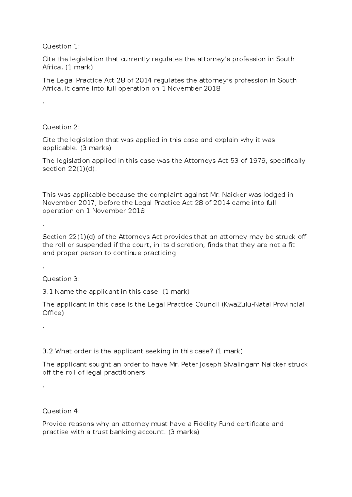 Question 1 - jjggh - Question 1: Cite the legislation that currently ...