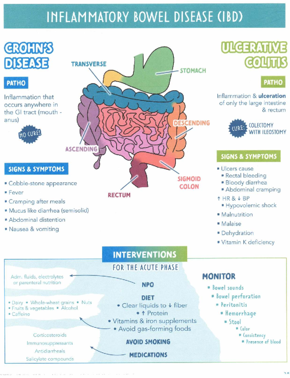 GI Study Guide: Inflammatory Bowel Disease (IBD) & Pancreatitis - Studocu