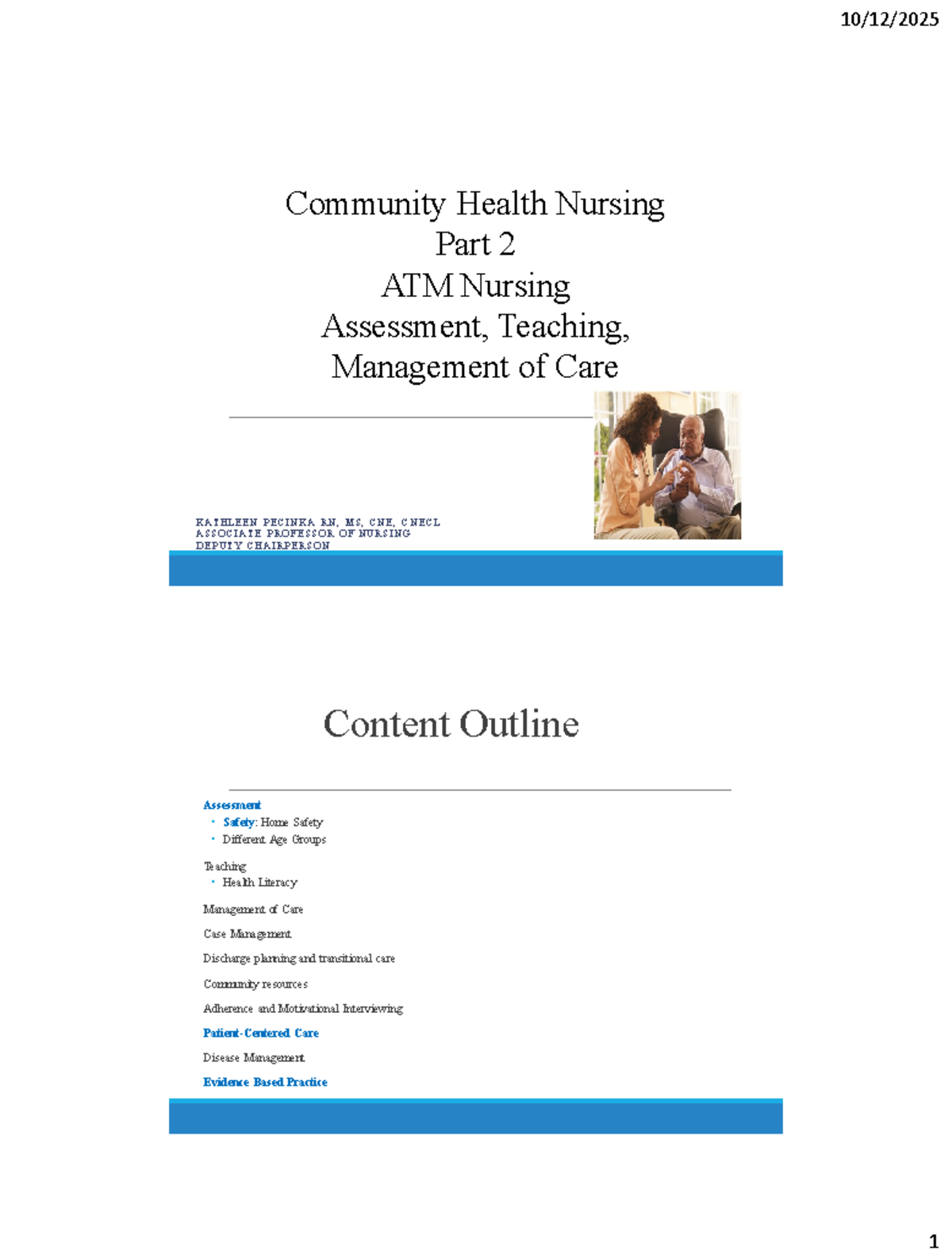 Community Health Nursing Lecture 2: Assessment & Management Strategies ...