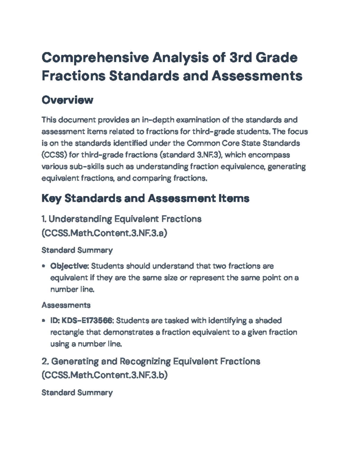 Third Grade Math: Comprehensive Analysis of Fractions Standards ...