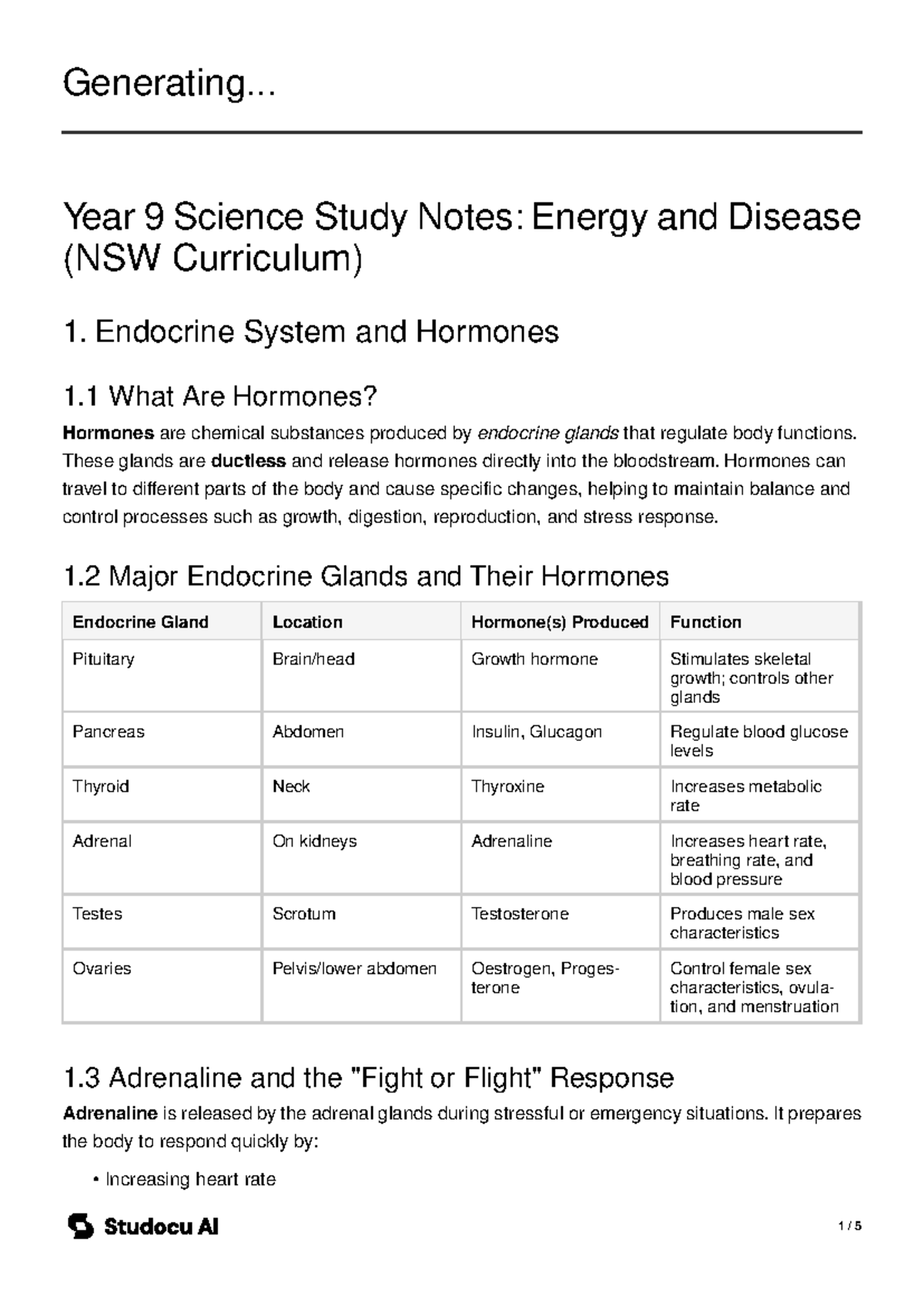 Year 9 Science Study Notes: Energy and Disease - Studocu