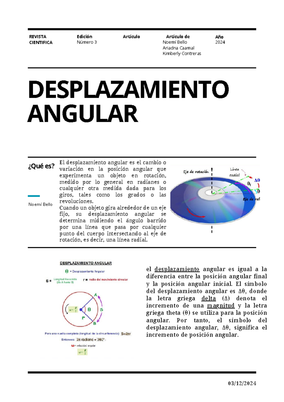 Revista Científica Noemí - El desplazamiento angular es el cambio o ...