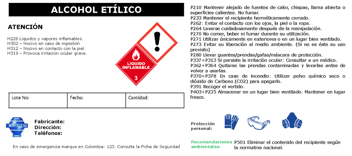 Etiqueta identificación de productos químicos del Sistema Global ...