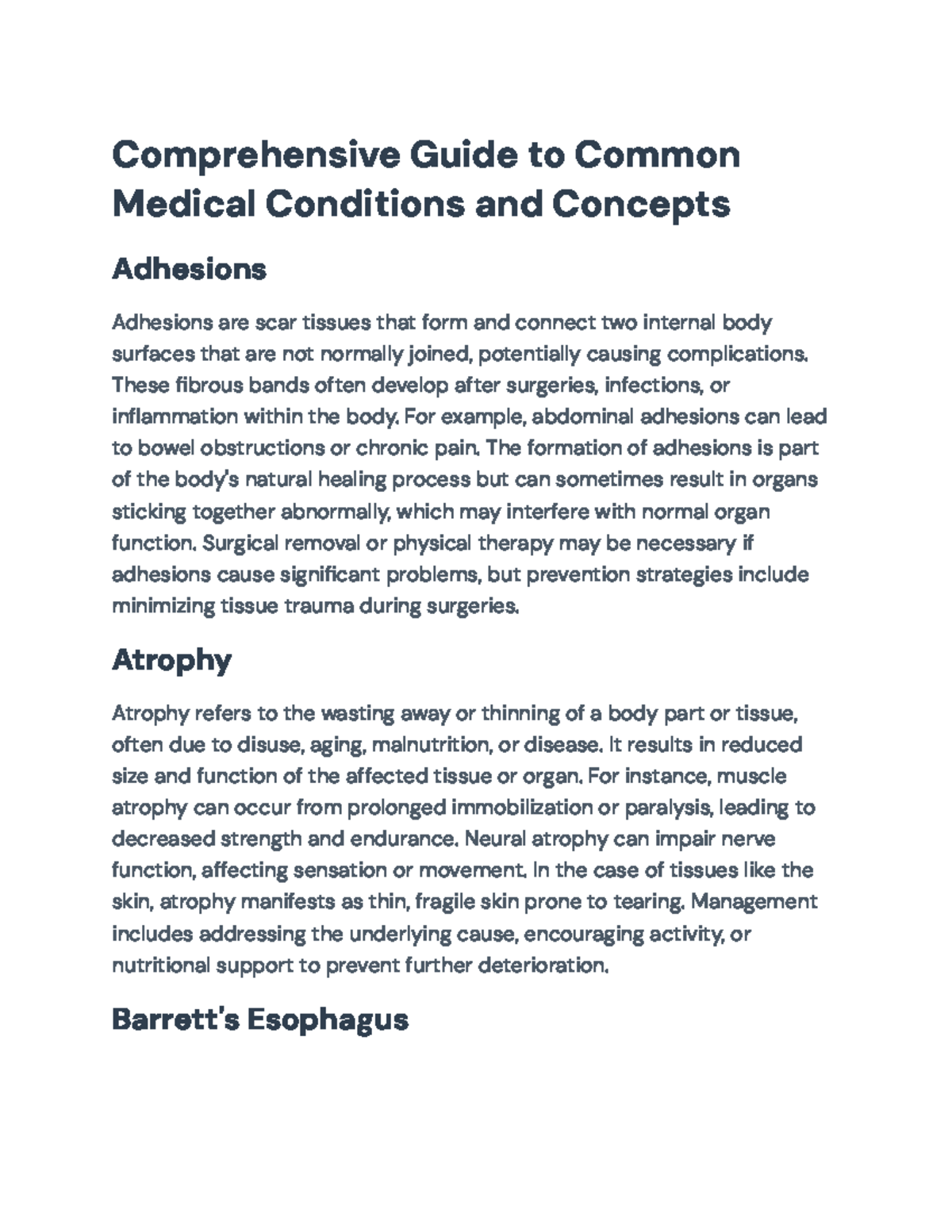 Comprehensive Guide to Common Medical Conditions and Concepts ...