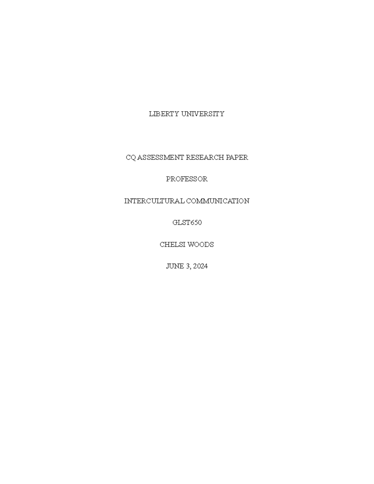 GLST Cultural Intelligence Assessment Research Paper - Studocu