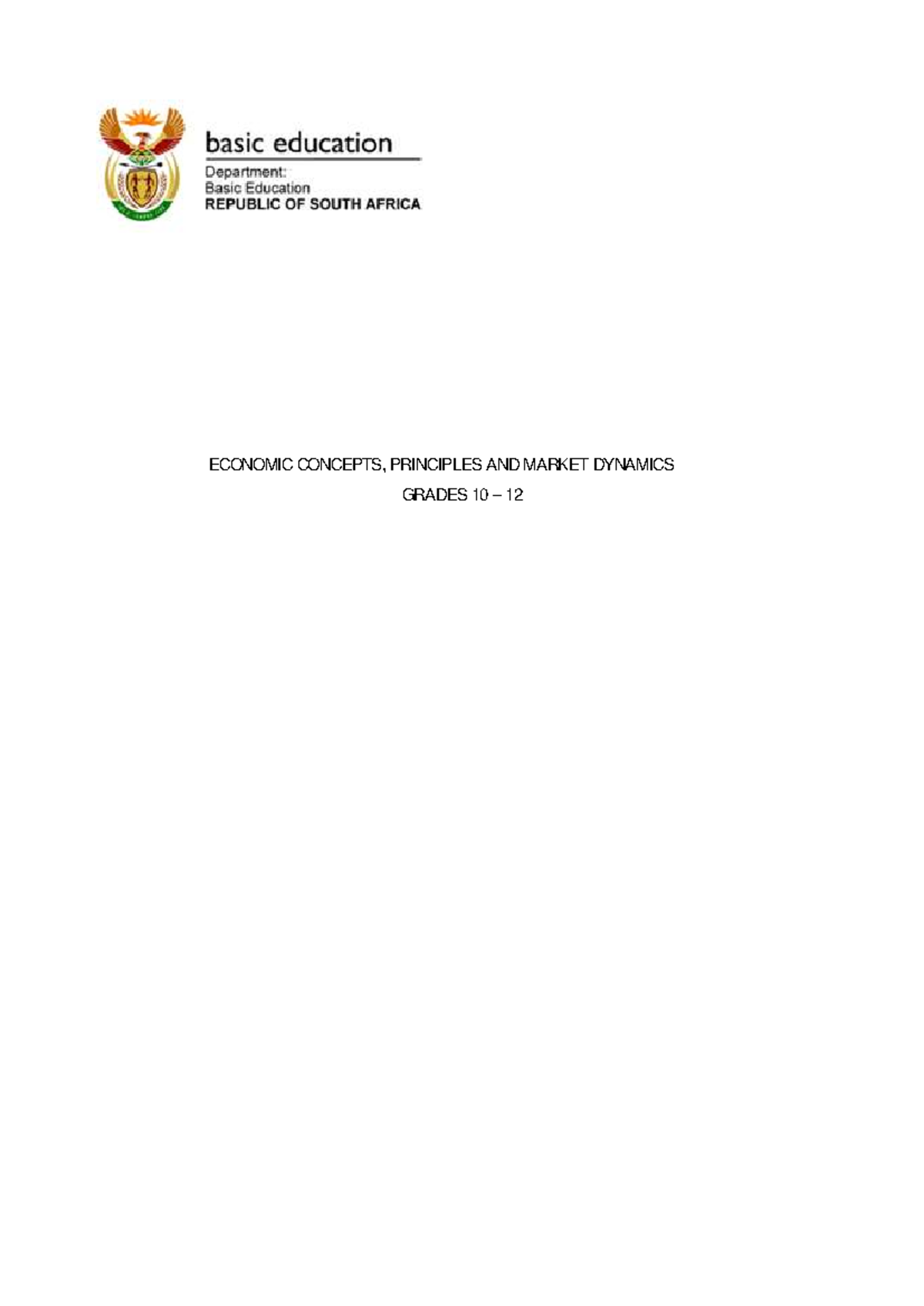 Economic Concepts and Market Dynamics Guide for Grades 10-12 - Studocu