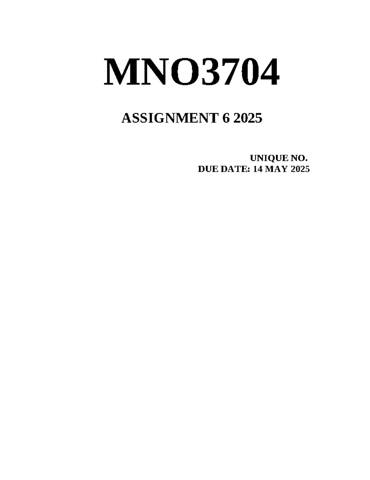 MNO3704 Assignment 6: Environmental Impact of Load Shedding - Due 14 ...