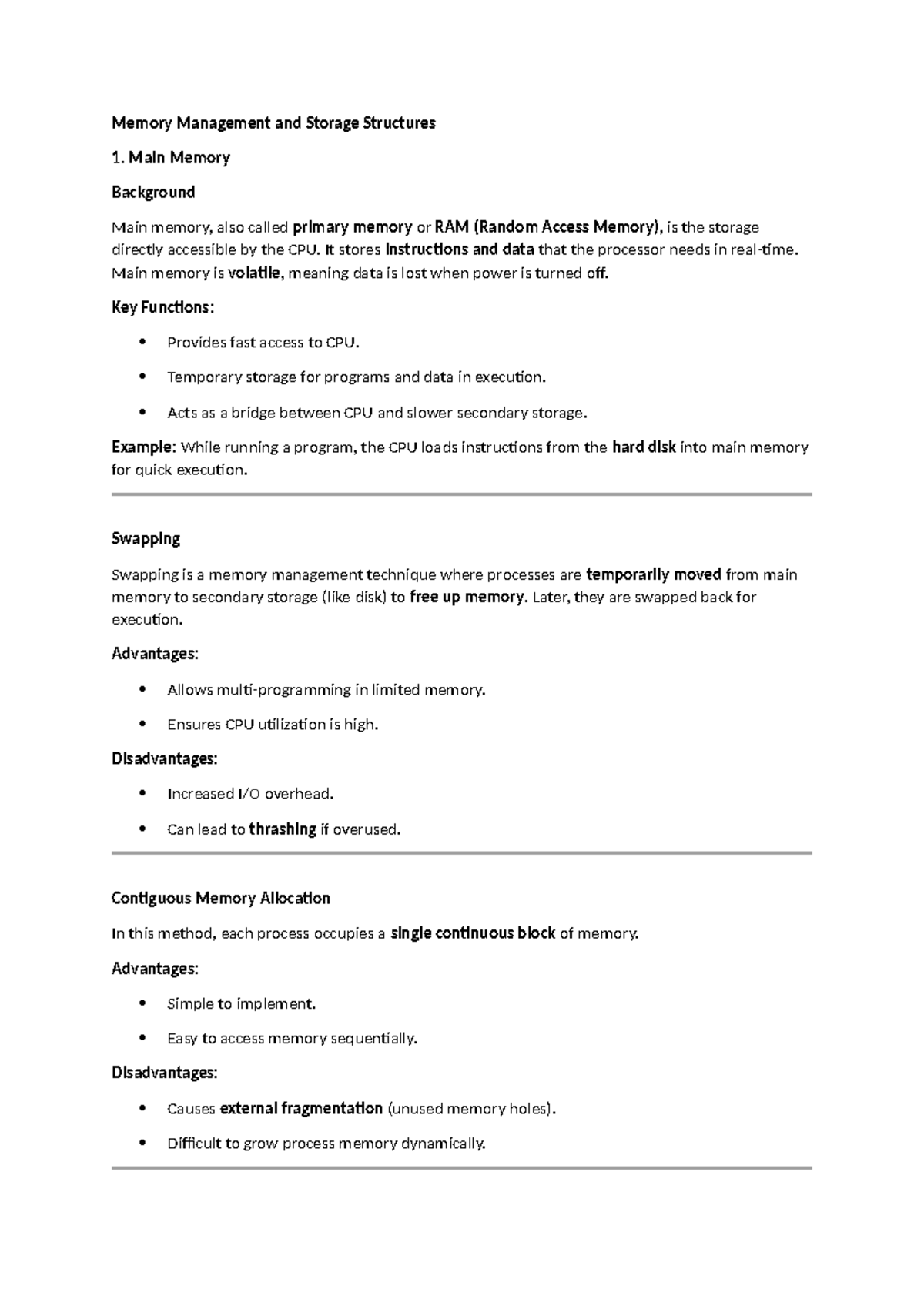 Unit 3: Memory Management & Storage Structures in OS - Studocu