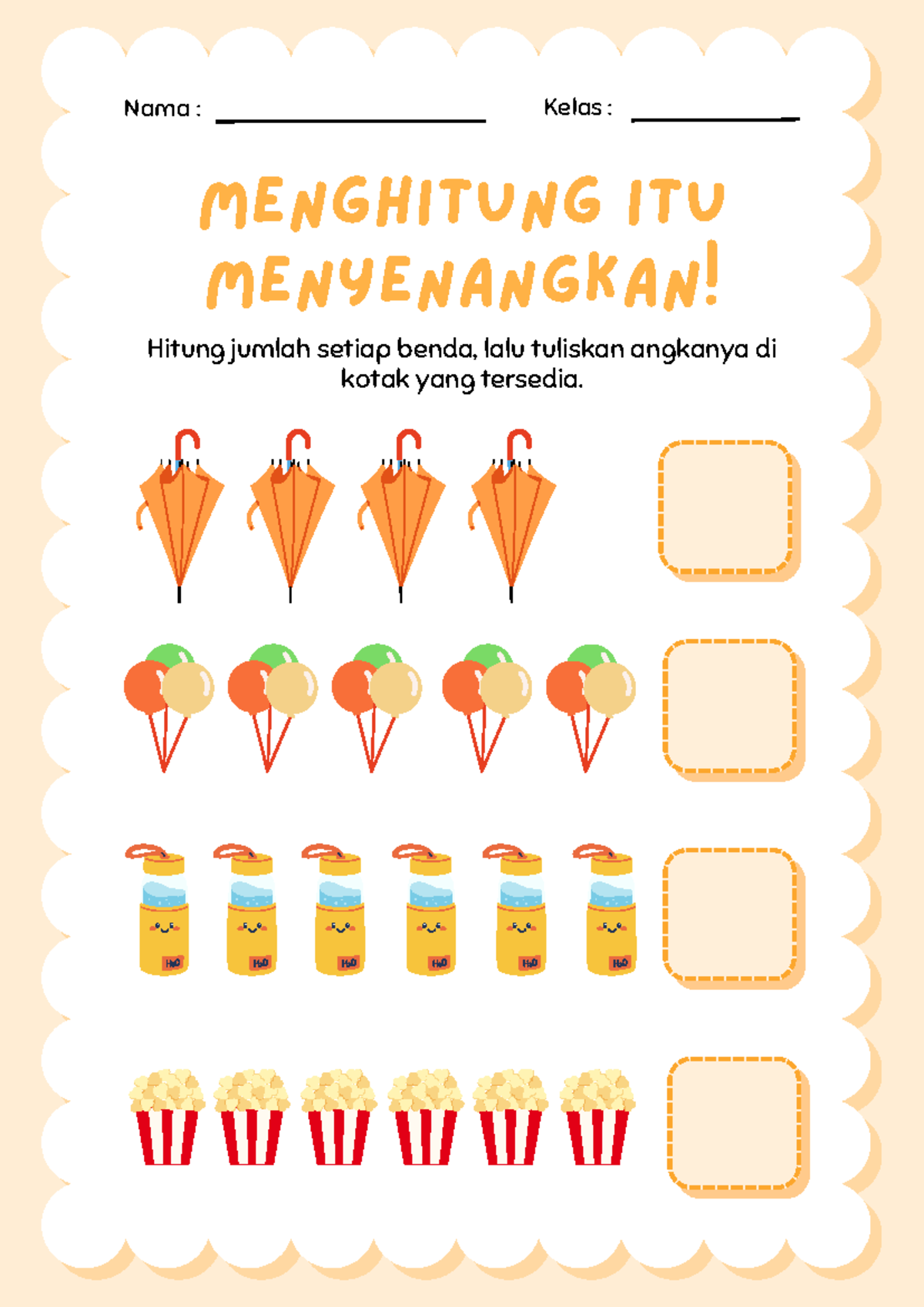 Hitung Jumlah Benda Lembar Kerja Kuning Putih Minimalis - Pendidikan ...