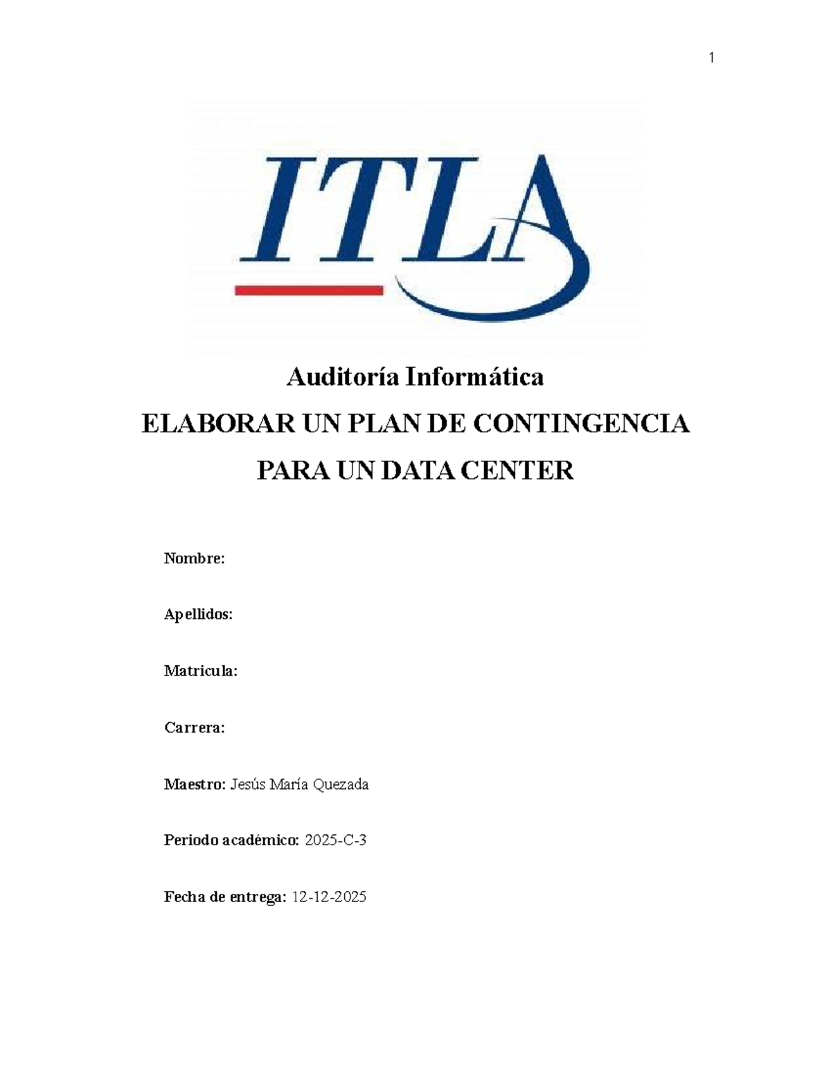 Tarea: Plan de Contingencia para Data Center - Auditoría Informática ...