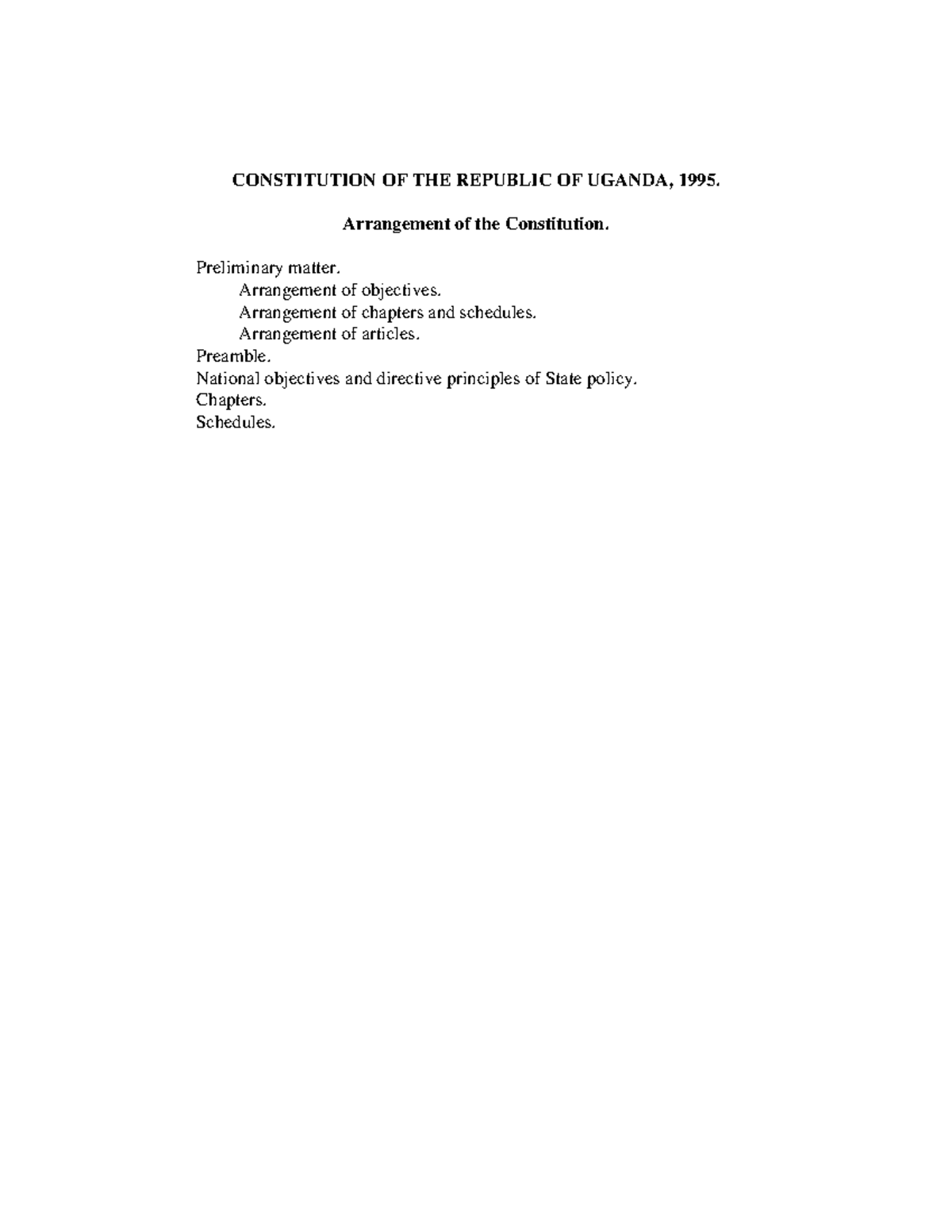 Constitution of the Republic of Uganda, 1995: Structure & Principles ...