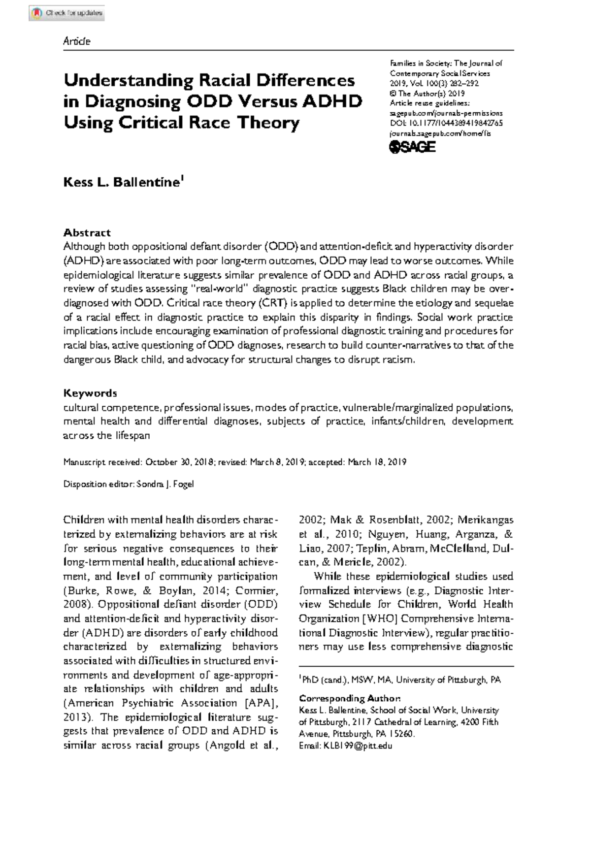 Understanding Racial Disparities in ODD vs. ADHD Diagnoses: A CRT ...