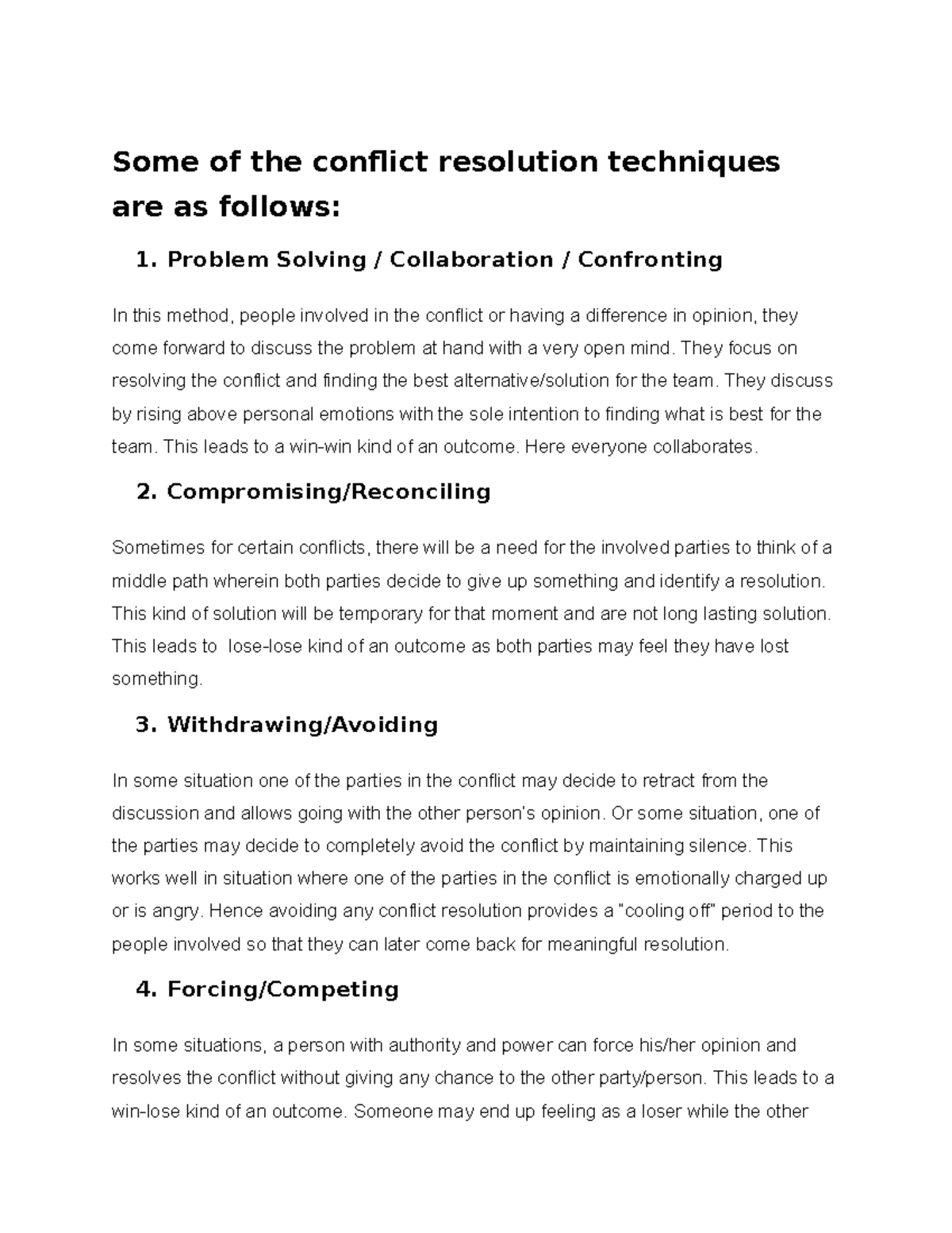 Conflict Resolution Techniques: Strategies for Effective Outcomes - Studocu