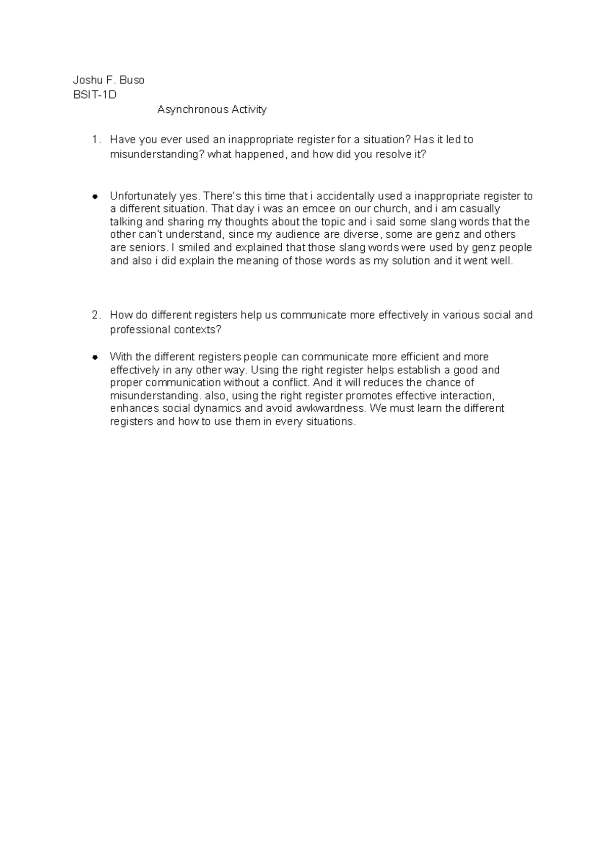 ENG 101 Asynchronous Activity: Understanding Communication Registers ...