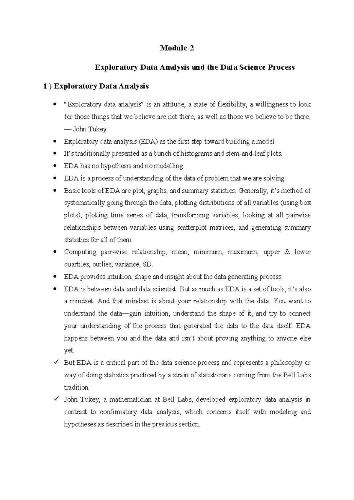 Module 2: Exploratory Data Analysis in Data Science Process - Studocu
