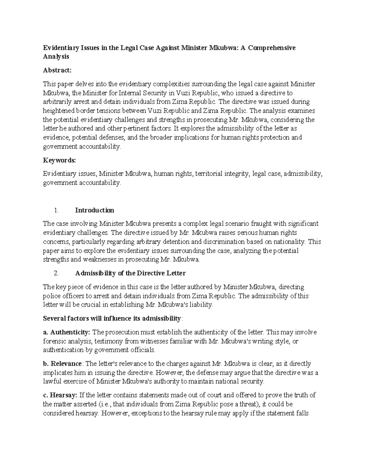 Evidentiary Challenges in the Case Against Minister Mkubwa: Analysis ...