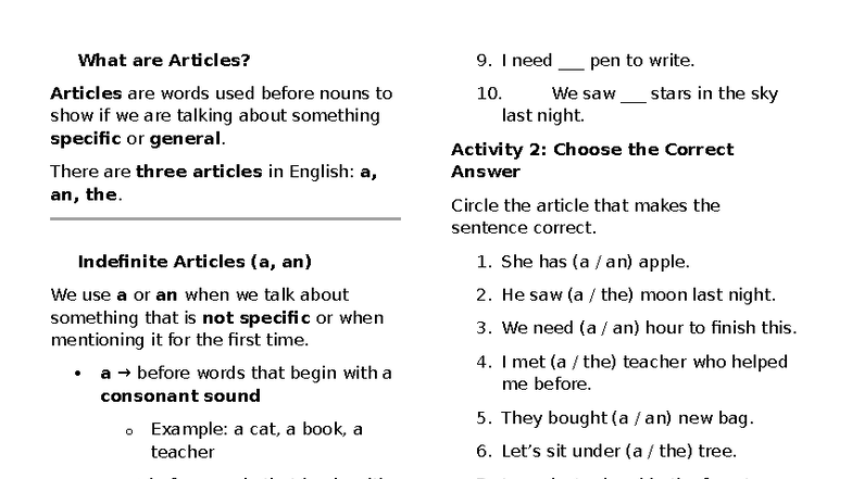 🔹 What are Articles - ..... - 🔹 What are Articles? Articles are words ...
