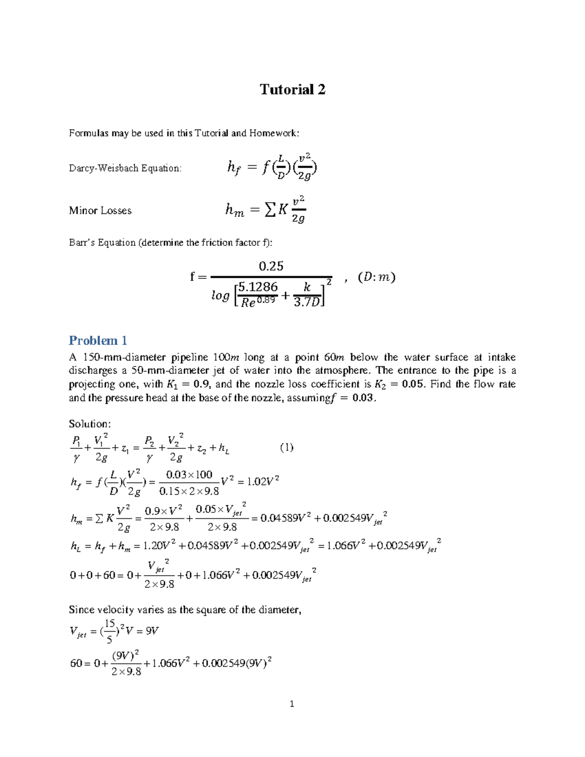 Tutorial 2 Solution 2016 - Tutorial 2 Formulas may be used in this ...