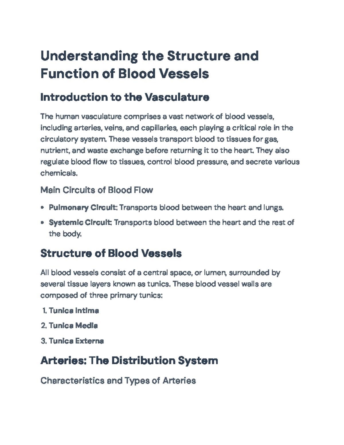 Understanding the Structure and Function of Blood Vessels (BIO101 ...