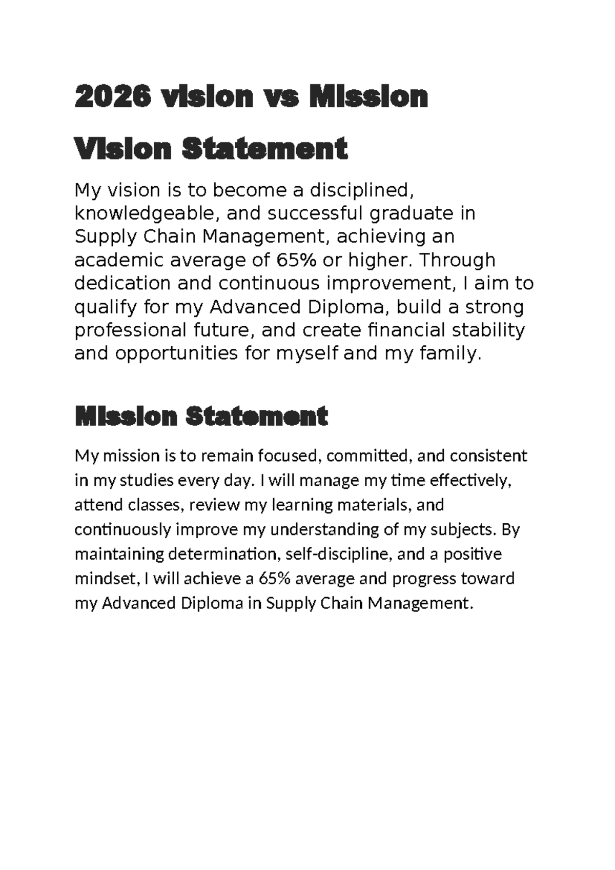 2026 Vision & Mission Statement for Purchasing 3000 Exam Prep - Studocu